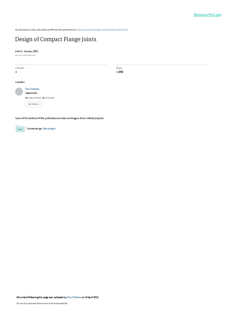 Design of Compact Flange Joints | PDF | Strength Of Materials ...