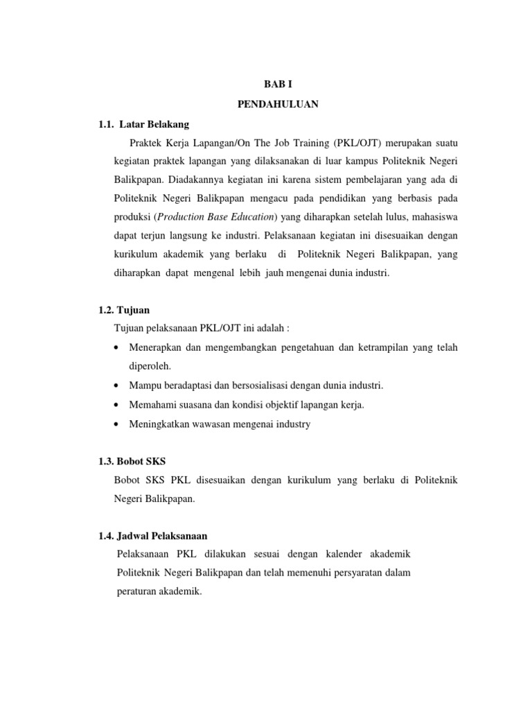 Pedoman Draft PKL | PDF