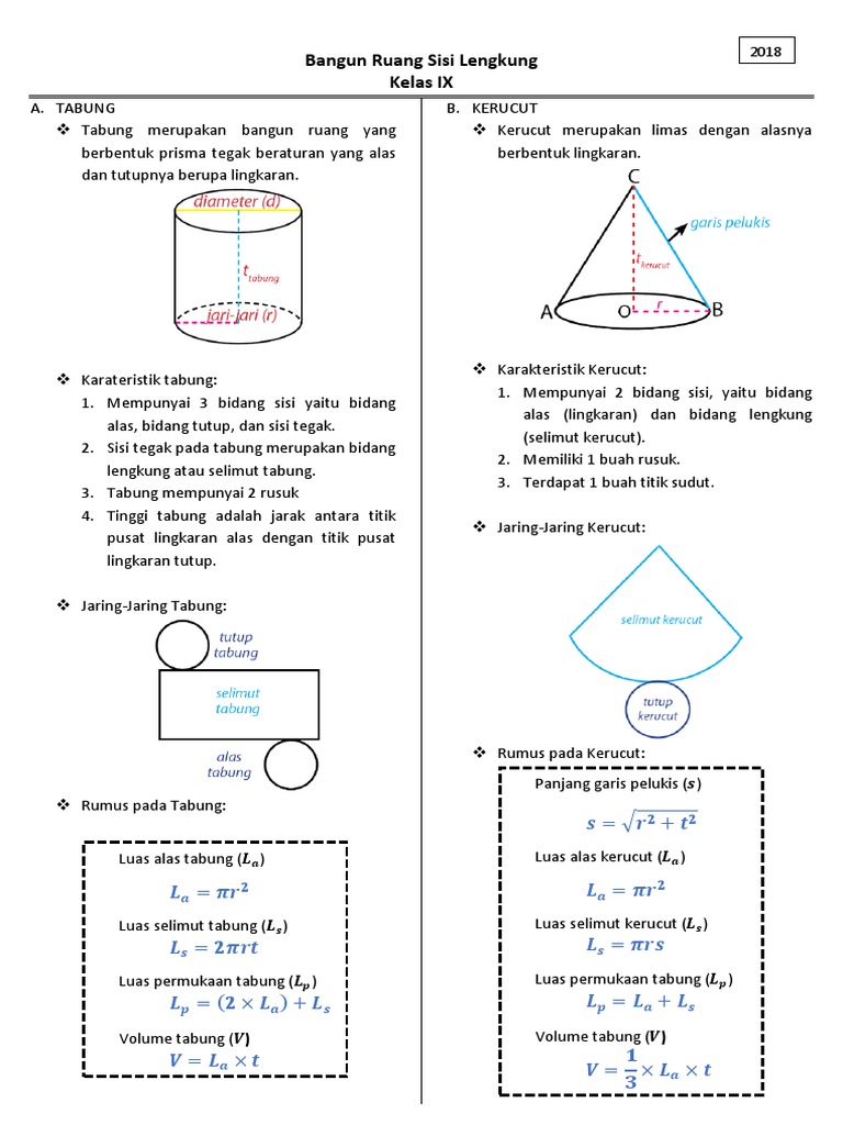 Bangun Ruang Sisi Lengkung - Kelas IX | PDF | Griya & Taman | Seni