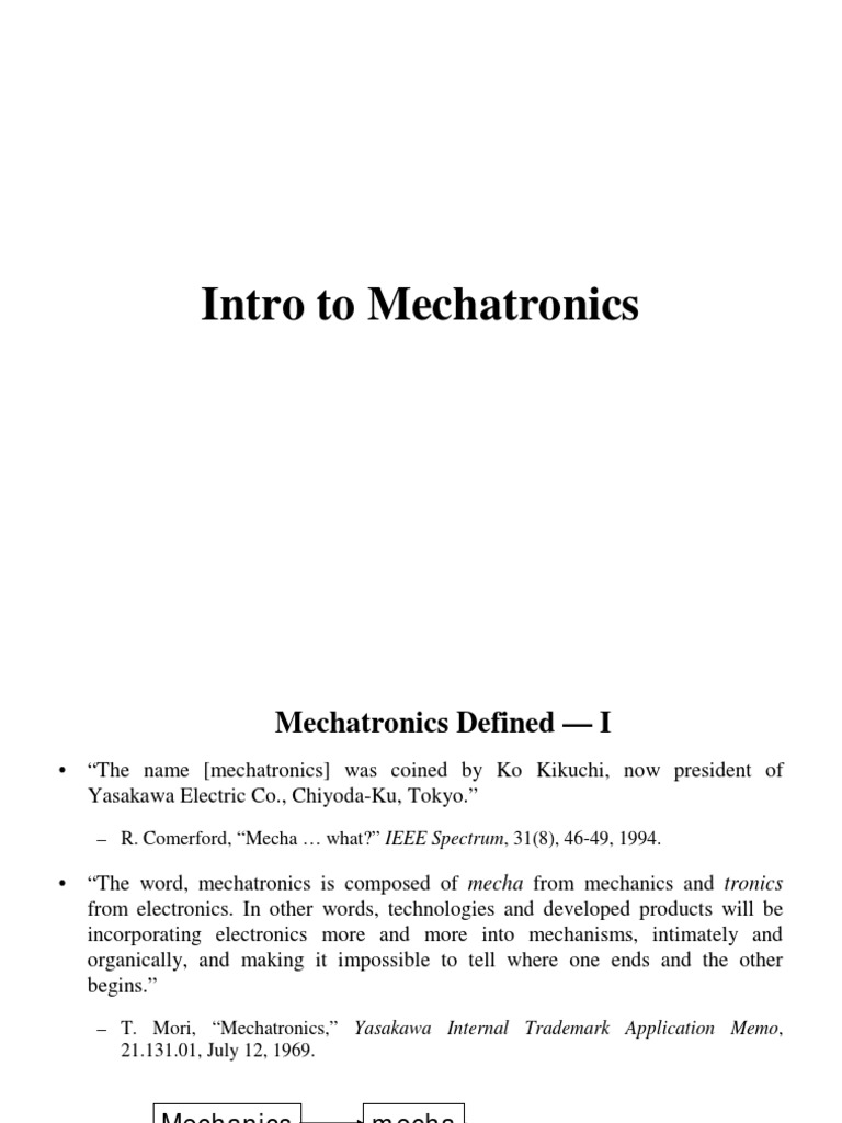 Intro To Mechatronics PDF | PDF | Machines | Mechatronics