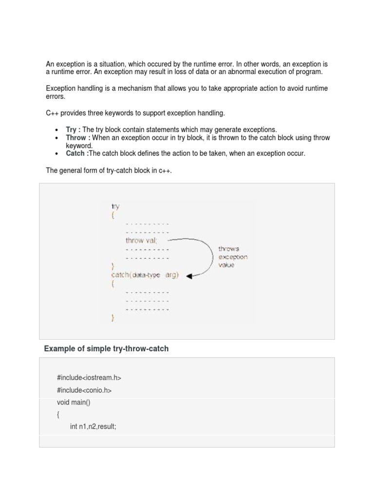 Exception Handling CPP | PDF | Integer (Computer Science) | Parameter (Computer Programming)