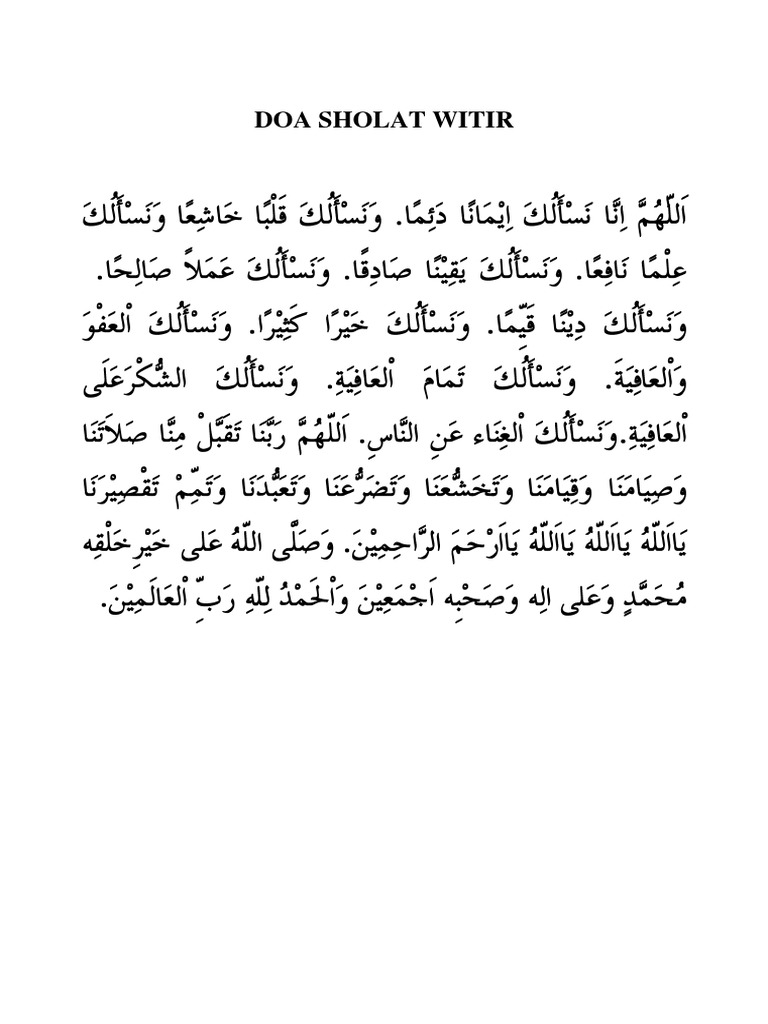 Doa Sholat Witir | PDF