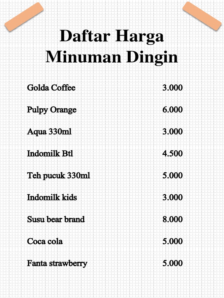 Daftar Harga Minuman Dingin | PDF