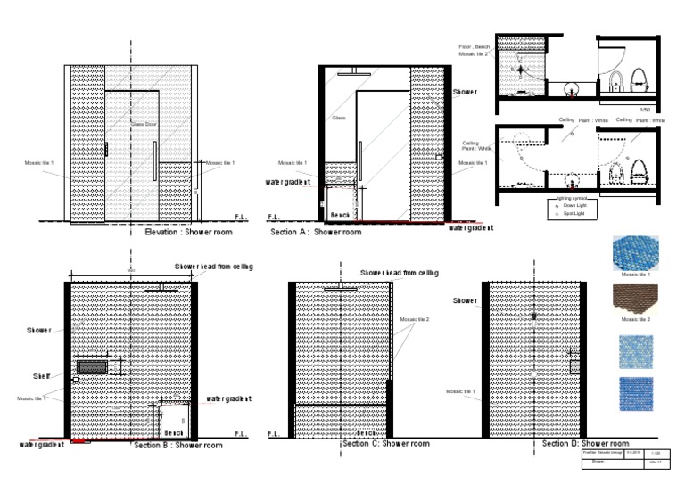 Shower: Elevation: Shower Room Section A: Shower Room | PDF | Tile | Shower