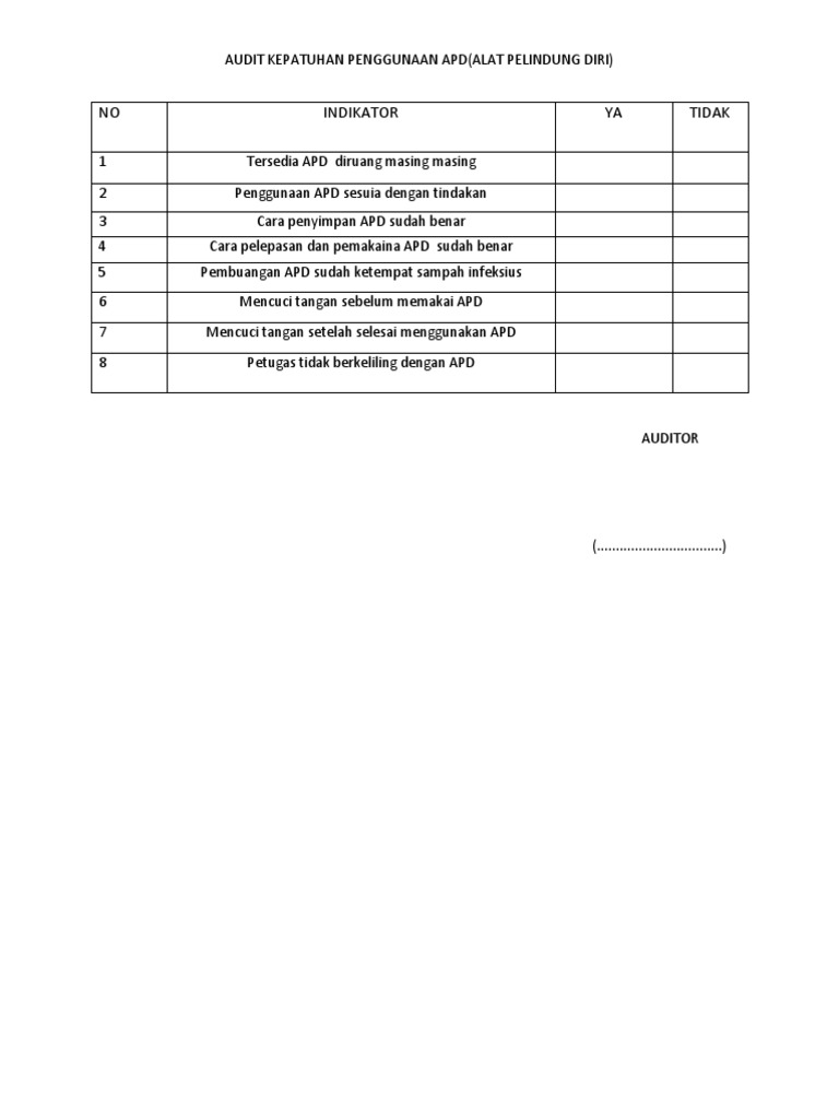 Audit Kepatuhan Penggunaan Apd | PDF