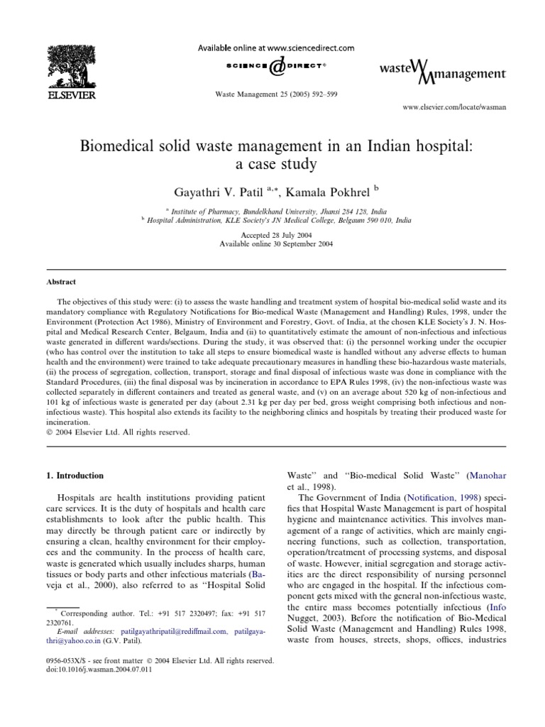 Biomedical Waste Management PDF | PDF | Waste Management | Incineration