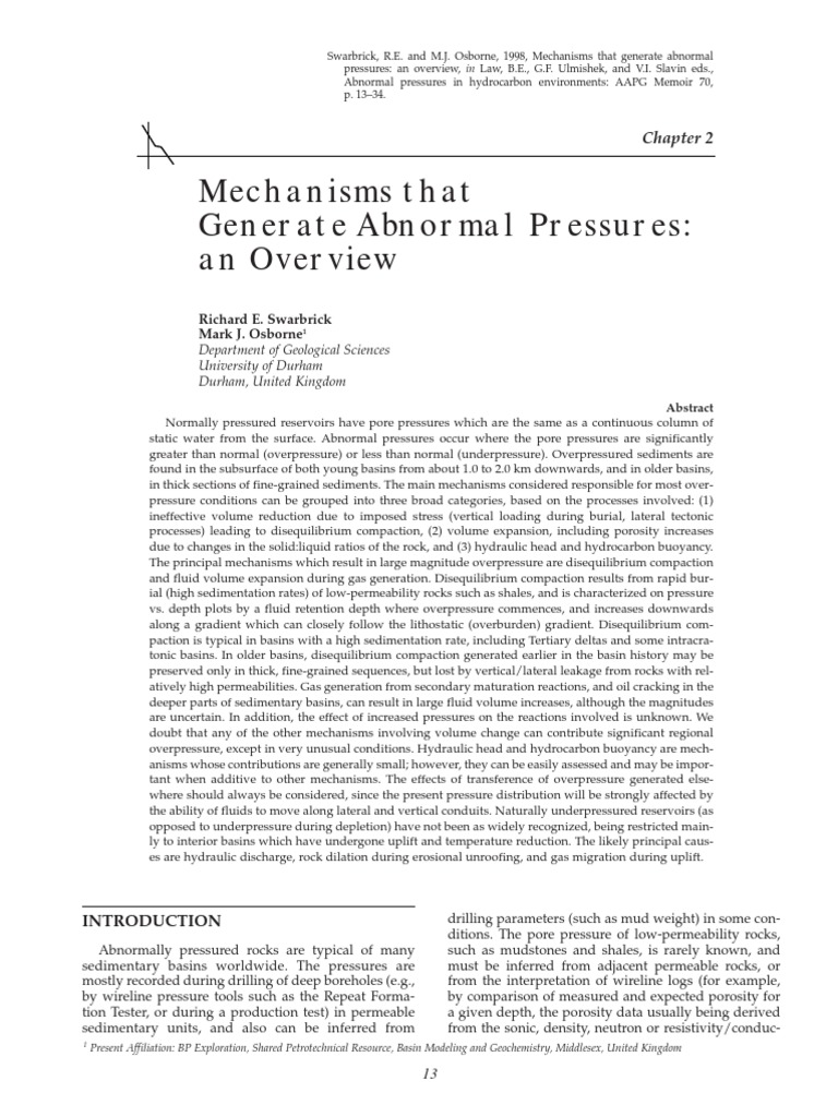 Mechanisms that Generate Abnormal Pressures: an Overview | PDF ...
