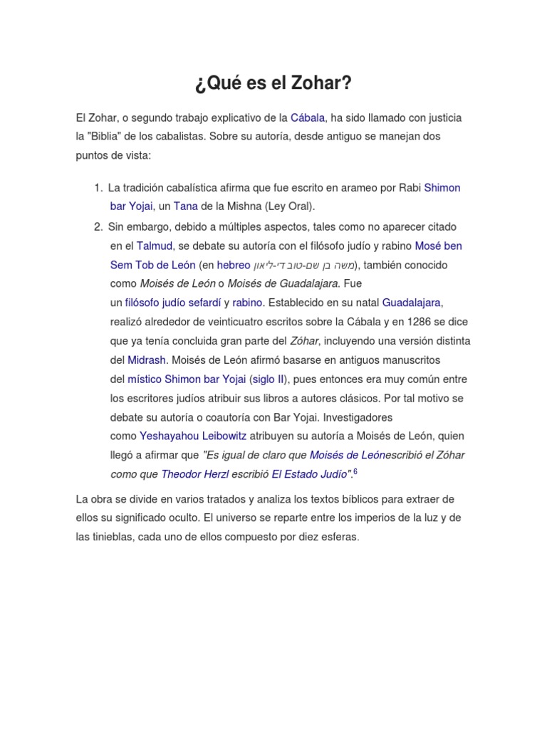 Qué Es El Zohar | PDF | Religión y espiritualidad