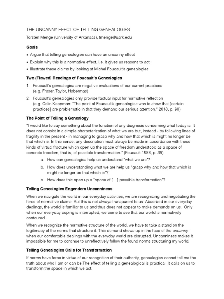 Handout SWPS Uncanny Paper | PDF | Reason | Michel Foucault