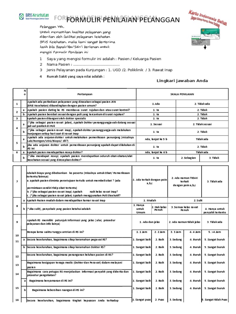 Form Penilaian Bpjs | PDF
