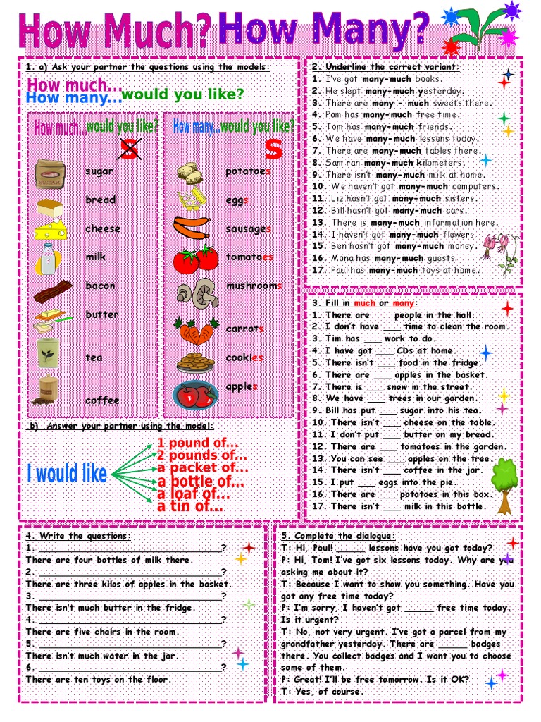 Grammar questions with many and much | PDF | Cuisine | Cooking