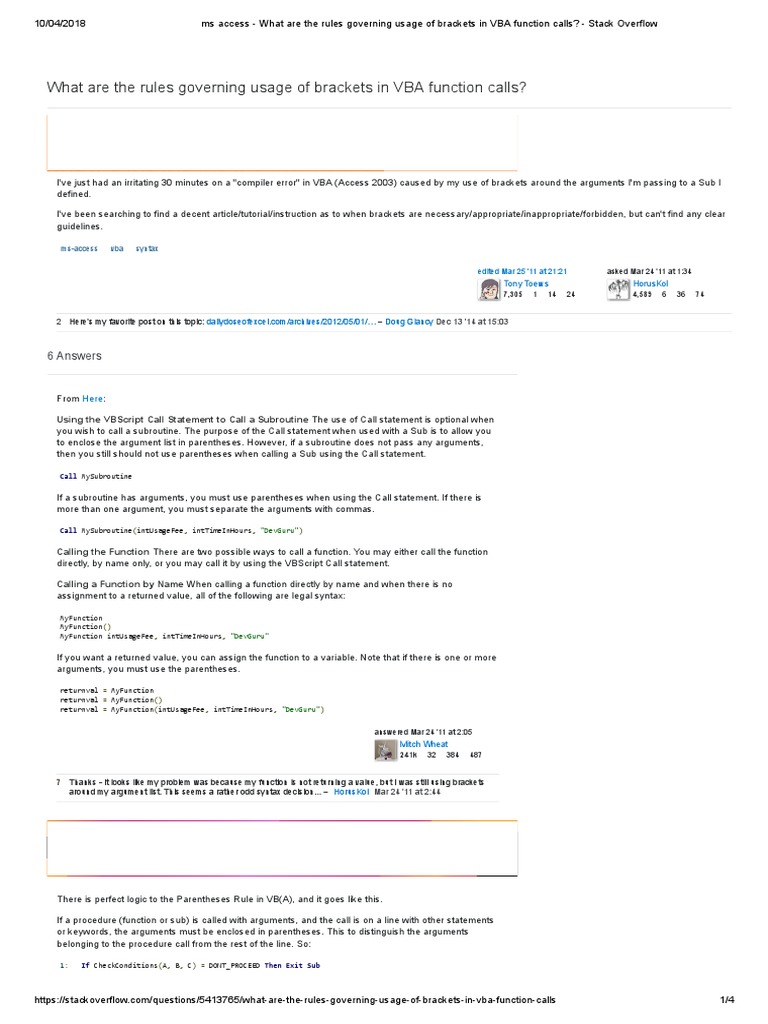 Rules Explained-VBA Function Call | PDF | Parameter (Computer Programming) | Subroutine