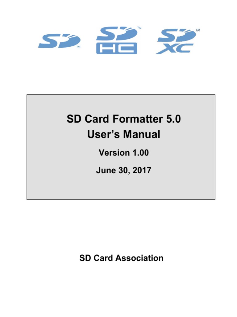SD Card Formatter 5.0 User's Manual: June 30, 2017 | PDF | Secure ...