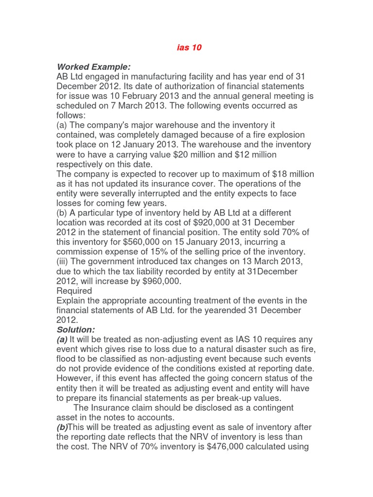 Ias 10 | PDF | Inventory | International Financial Reporting Standards