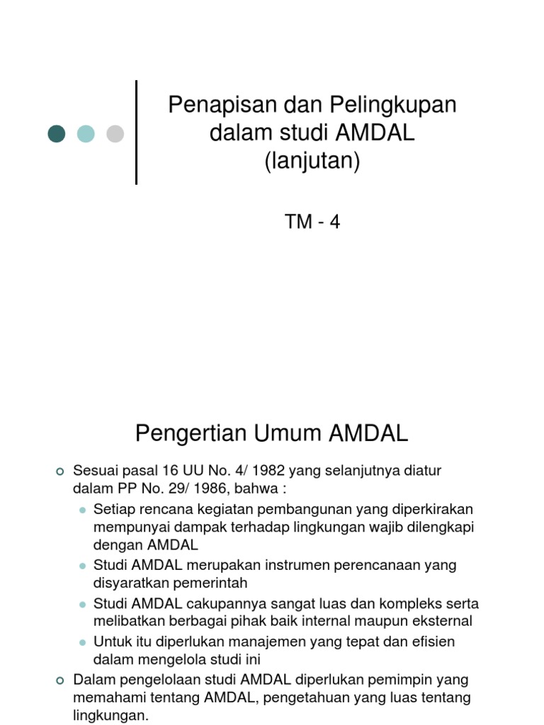 AMDAL-TM-4 - 2017 - Penapisan & Pelingkupan (Lanjutan) | PDF