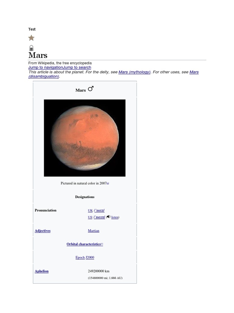 Test | PDF | Mars | Earth
