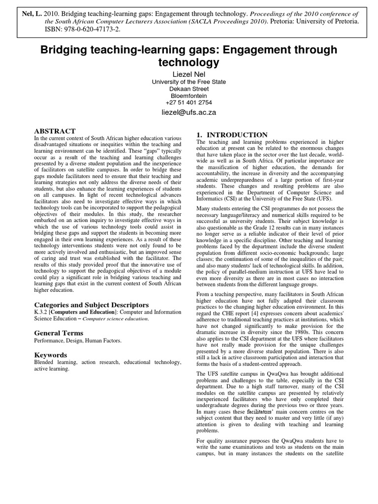 Bridging Teaching-Learning Gaps: Engagement Through Technology | PDF ...