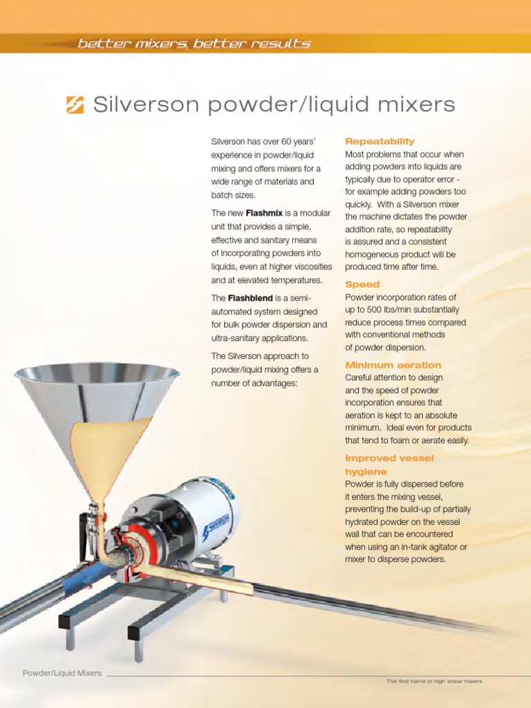 Silverson Flashmix Powder/Liquid Mixer | PDF | Valve | Liquids
