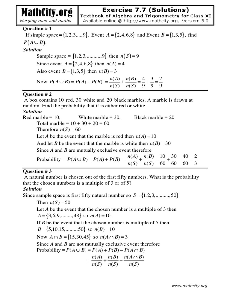 Notes Important Questions Answers of 11th Math Chapter 7 Excercise 7.7 ...