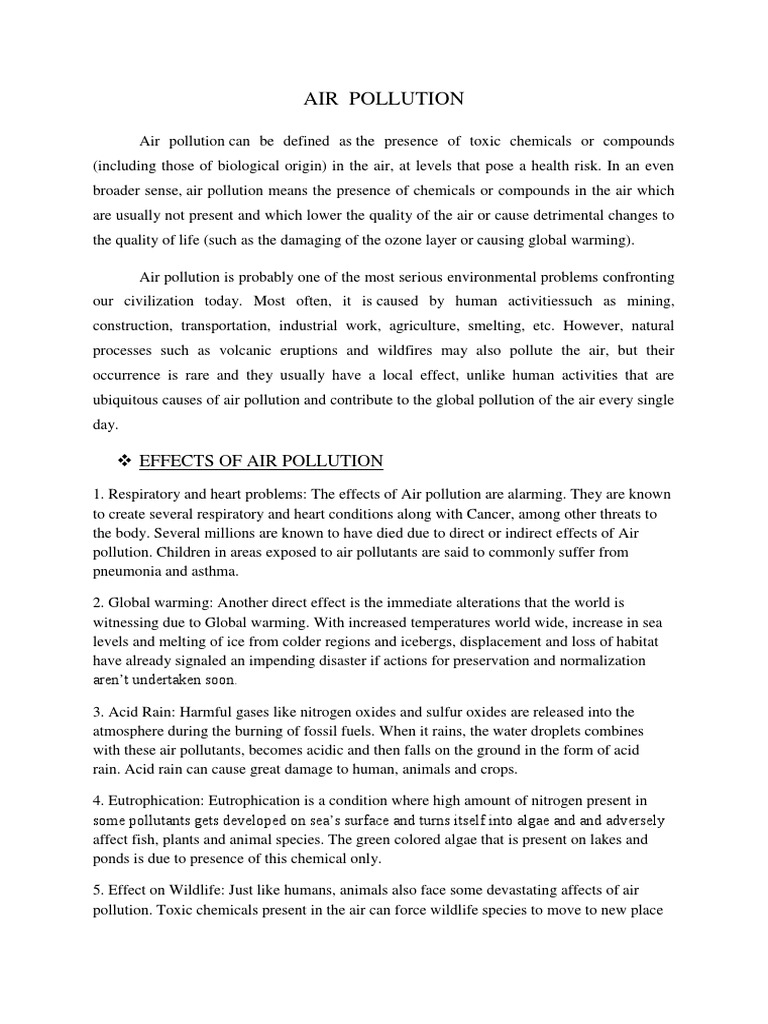 Effects of Air Pollution | PDF | Air Pollution | Atmosphere Of Earth