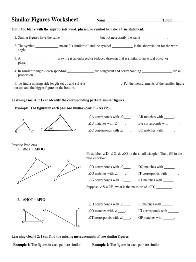 214 - Similar Figures Worksheet - Day 1 | PDF | Triangle | Geometry