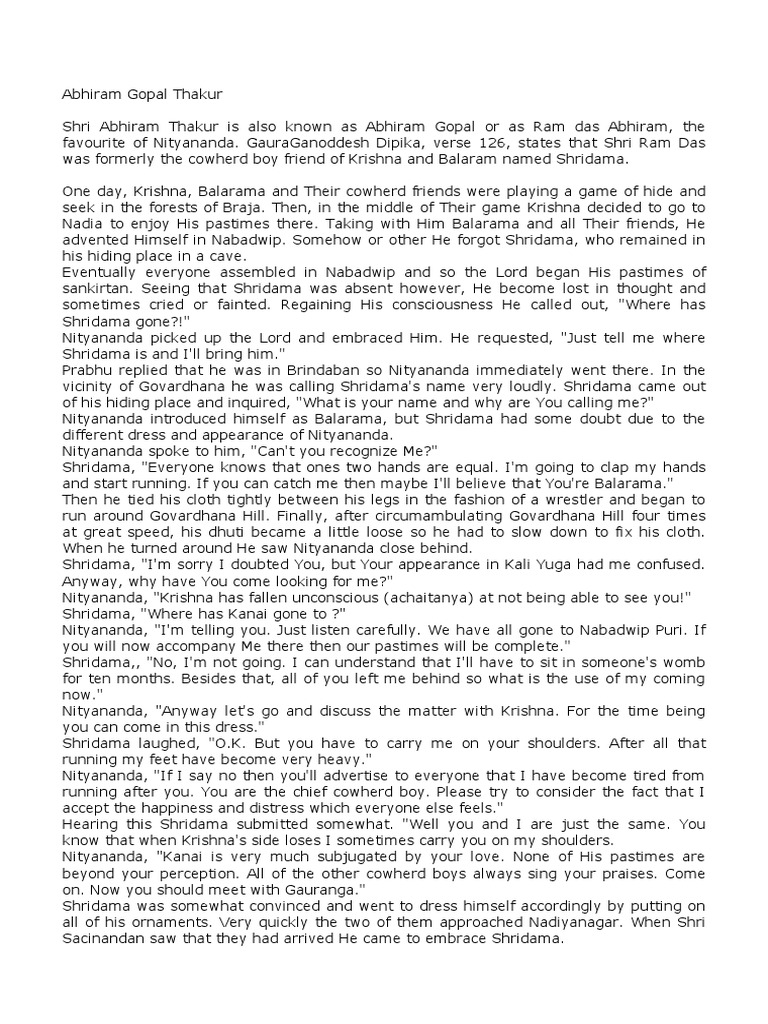 Abhiram Gopal Thakur | Download Free PDF | Forms Of Vishnu | Krishna