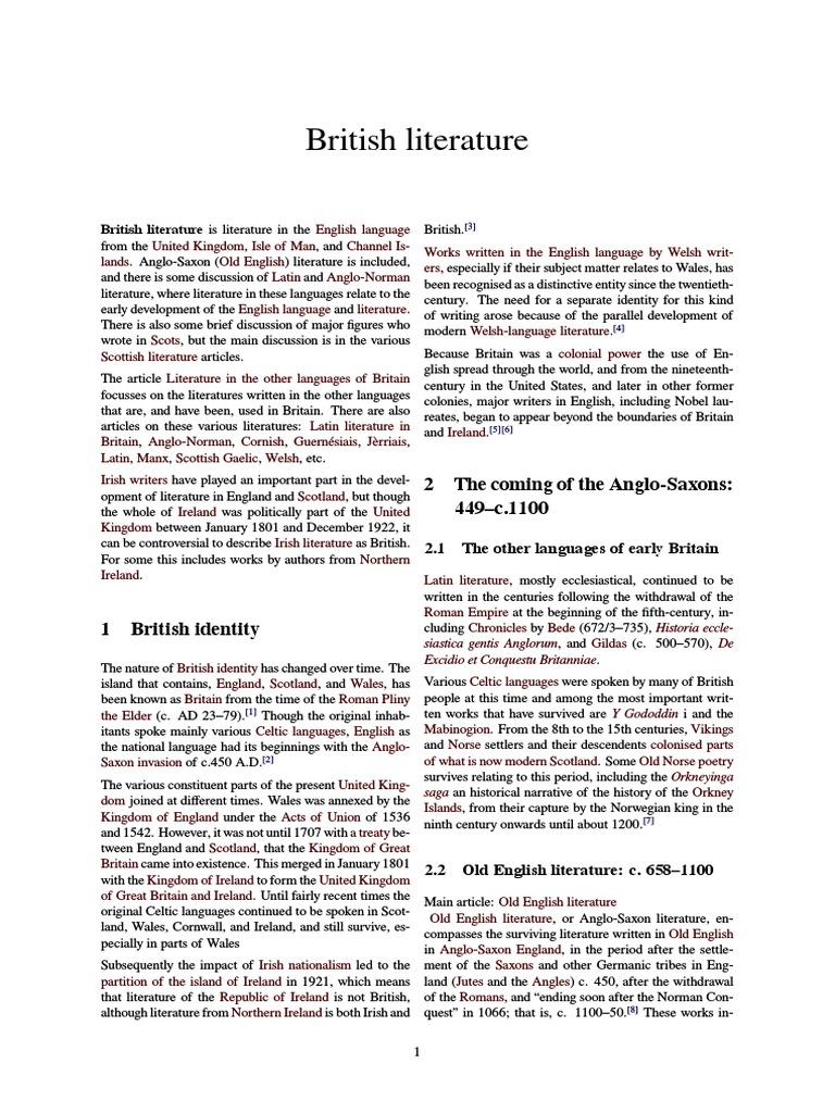 British Literature PDF | PDF | King Arthur | English Literature