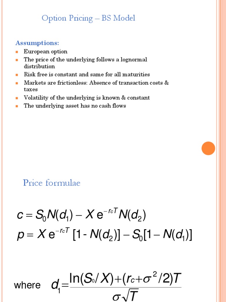 Option Pricing - BS Model: Assumptions | PDF | Value At Risk | Option ...