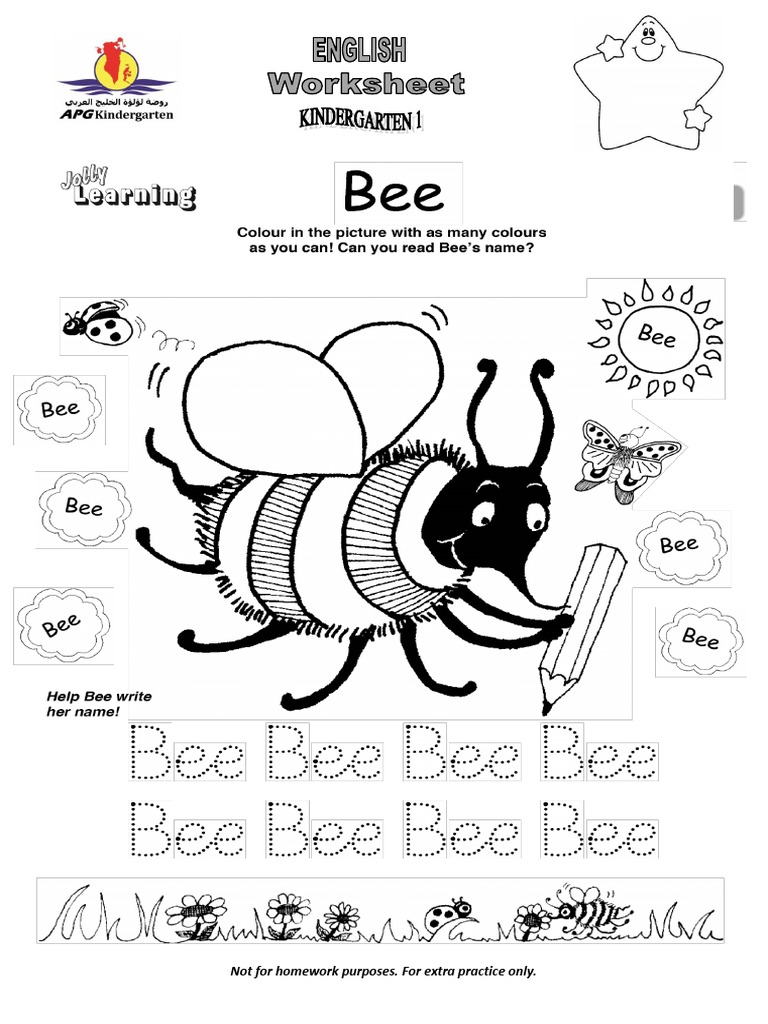 Bee Coloring Activity - KG1 | PDF