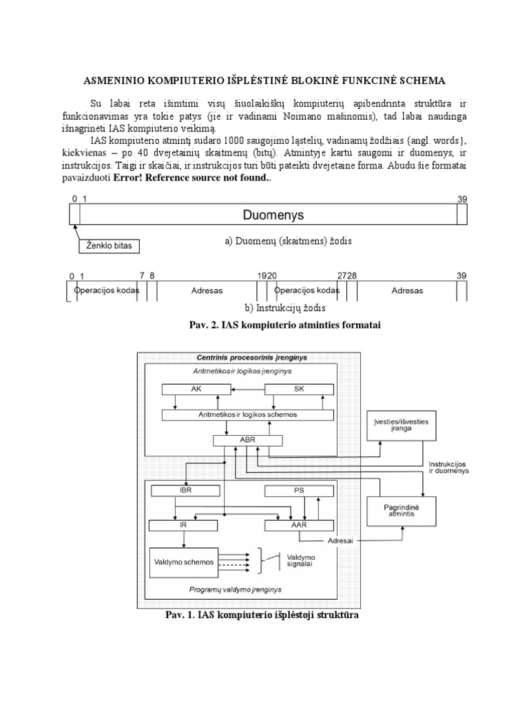 Asmeninio Kompiuterio Išplėstinė Blokinė Funkcinė Schema | PDF