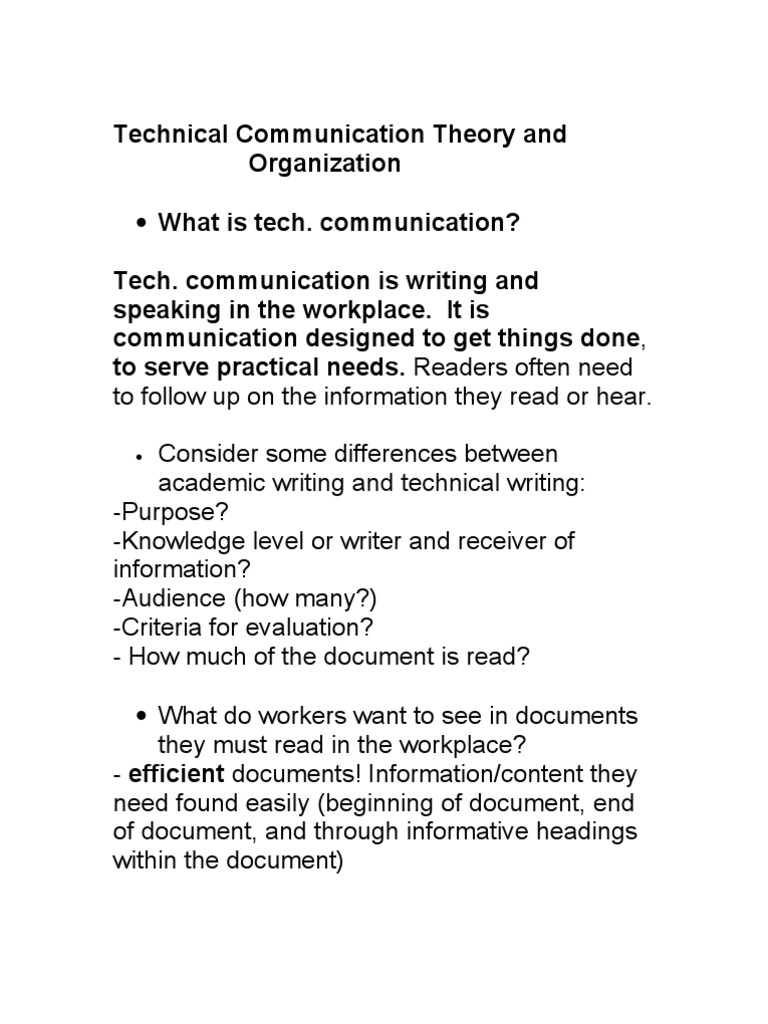 Technical Communication Theory Lecture Notes | PDF | Technical ...