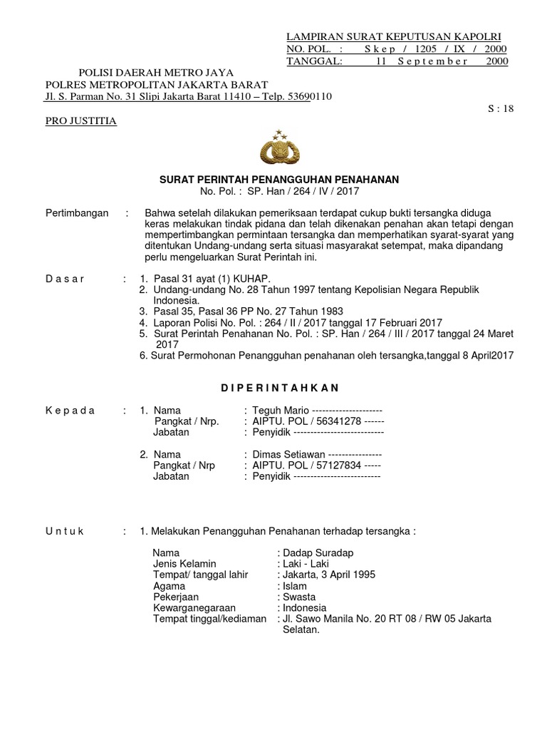 #21 Surat Penangguhan Penahanan | PDF