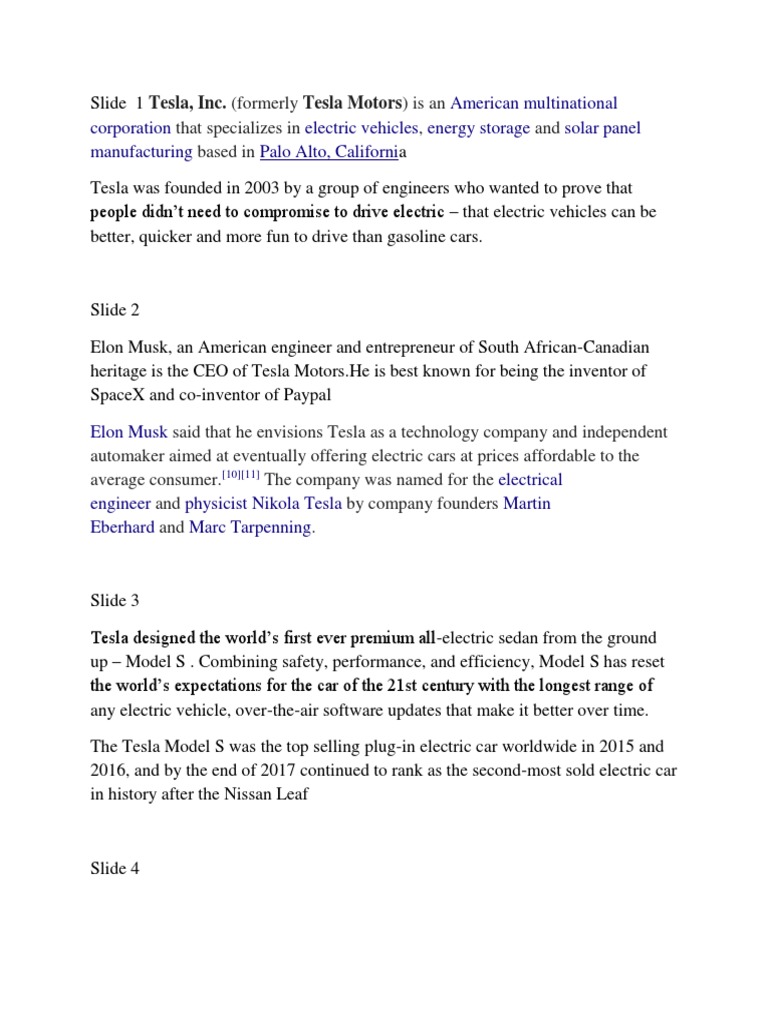 Tesla Slide | PDF | Electric Car | Tesla Model S