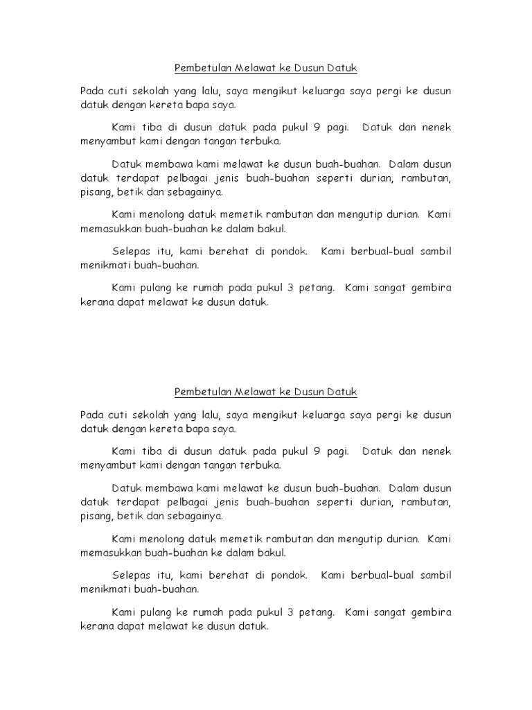 Pembetulan Melawat Ke Dusun Datuk | PDF