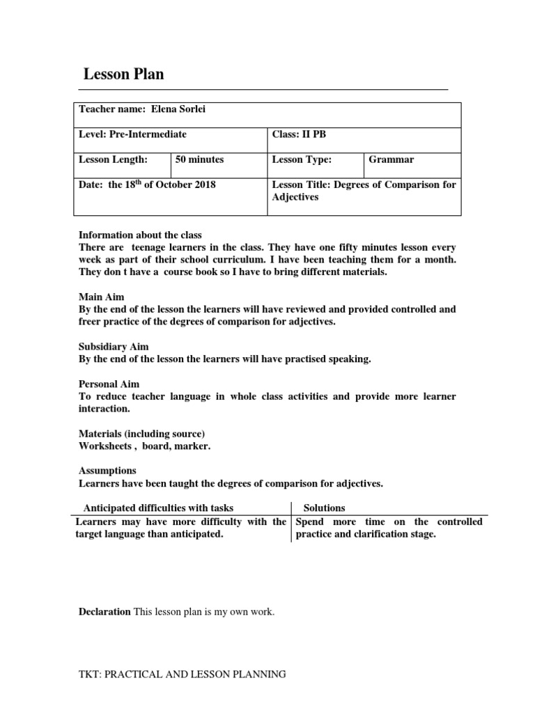 0 0 Cambridge Lesson Planixe | PDF | Adjective | Lesson Plan