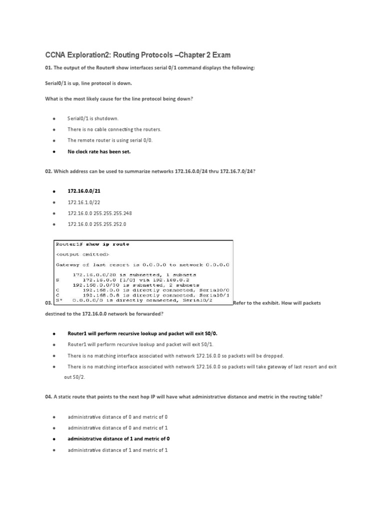 Ccna Exploration2 Routing Protocols Chapter 2 Exam No Clock Rate