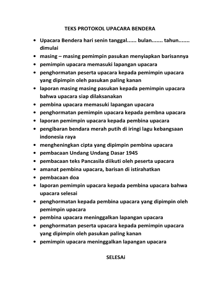 Teks Protokol Upacara Bendera | PDF