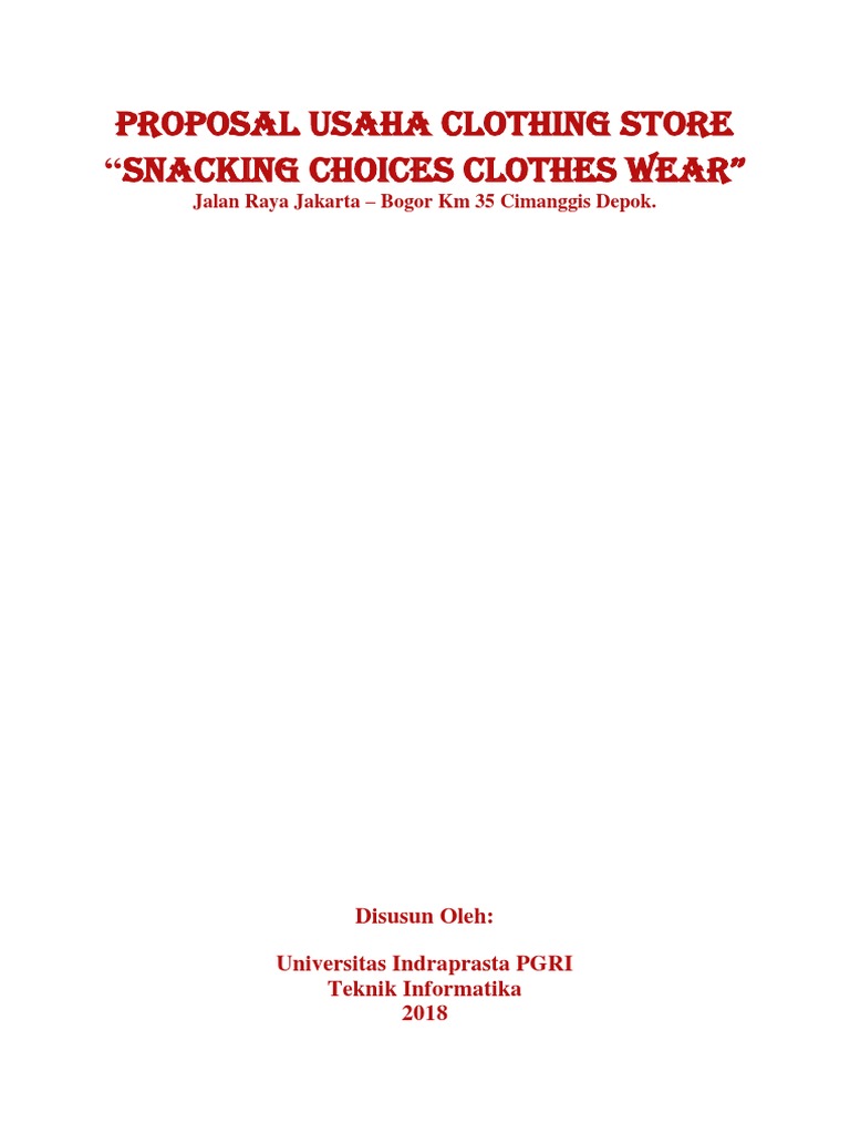 Proposal Usaha Clothing Store Yogyakarta | PDF