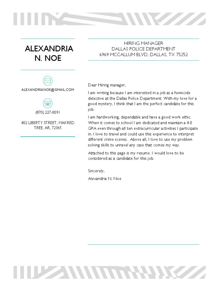 Cover Letter | PDF | Mystery, Thriller & Crime Fiction