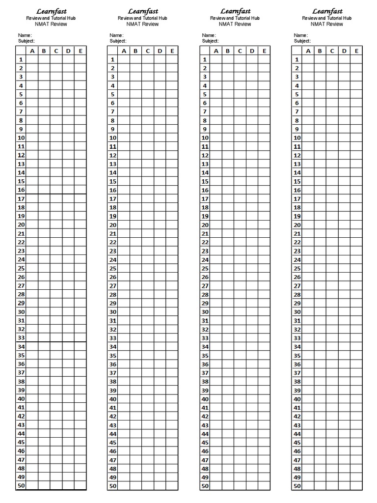 Answer Sheets Template PDF | PDF