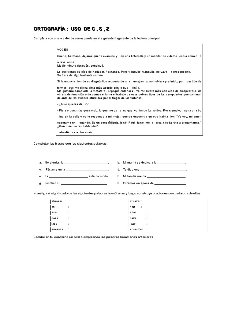 Ortografía S C Z | PDF | Poesía
