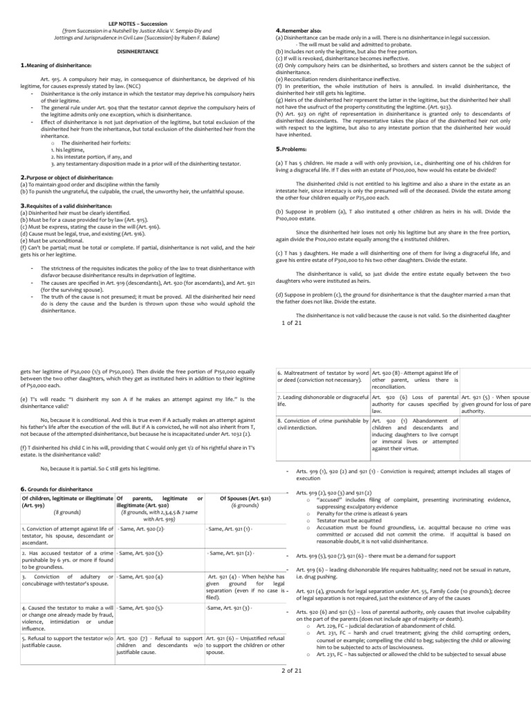 Disinheriting Heirs and Valid Grounds | PDF | Will And Testament ...