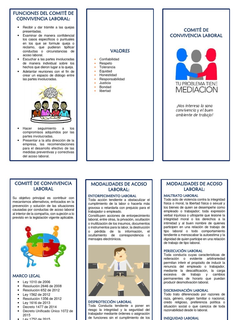 Folleto Del Comité de Convivencia Laboral | PDF | Instituciones sociales | Ciencias sociales