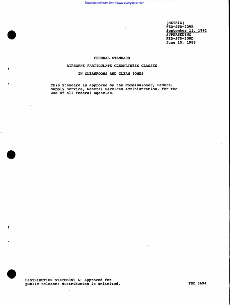 Fed STD 209e | PDF | Verification And Validation | Particulates
