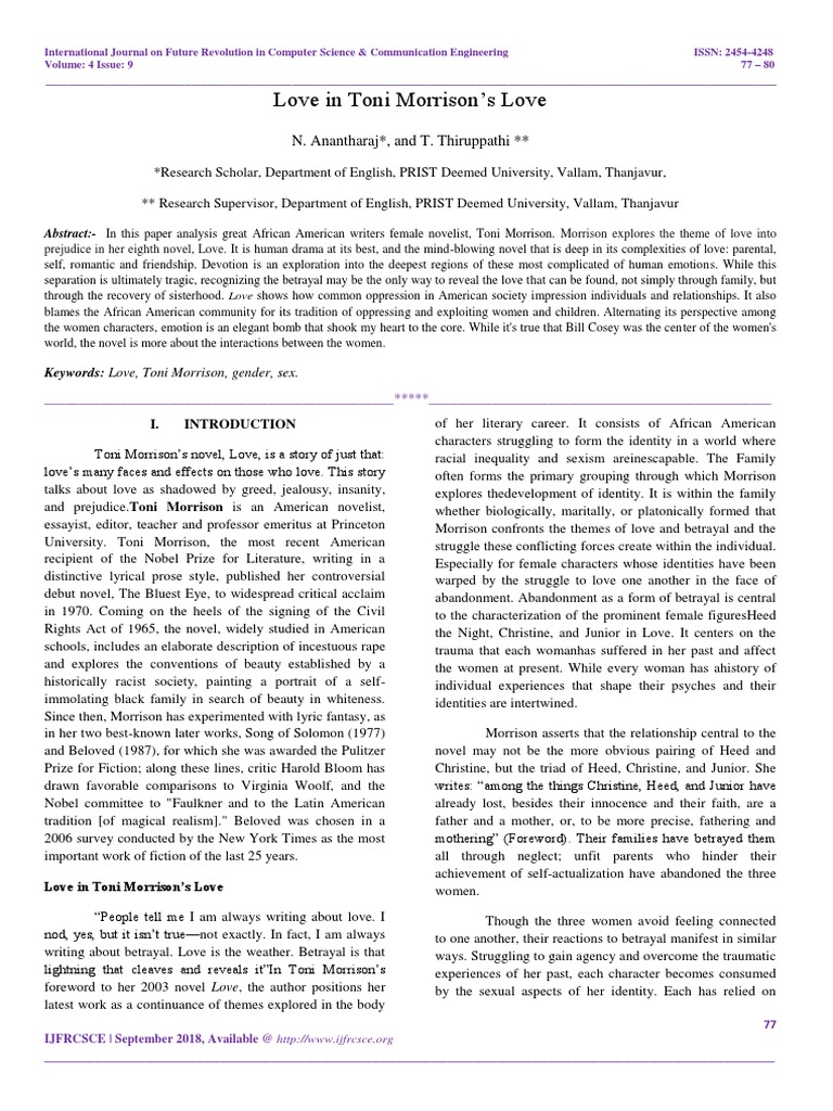 Love in Toni Morrison's Love | PDF | Love