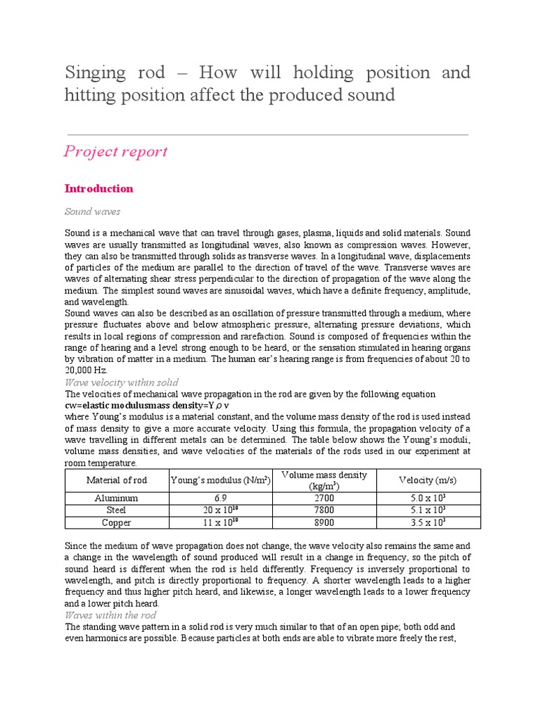Physics Project Report | PDF | Waves | Sound