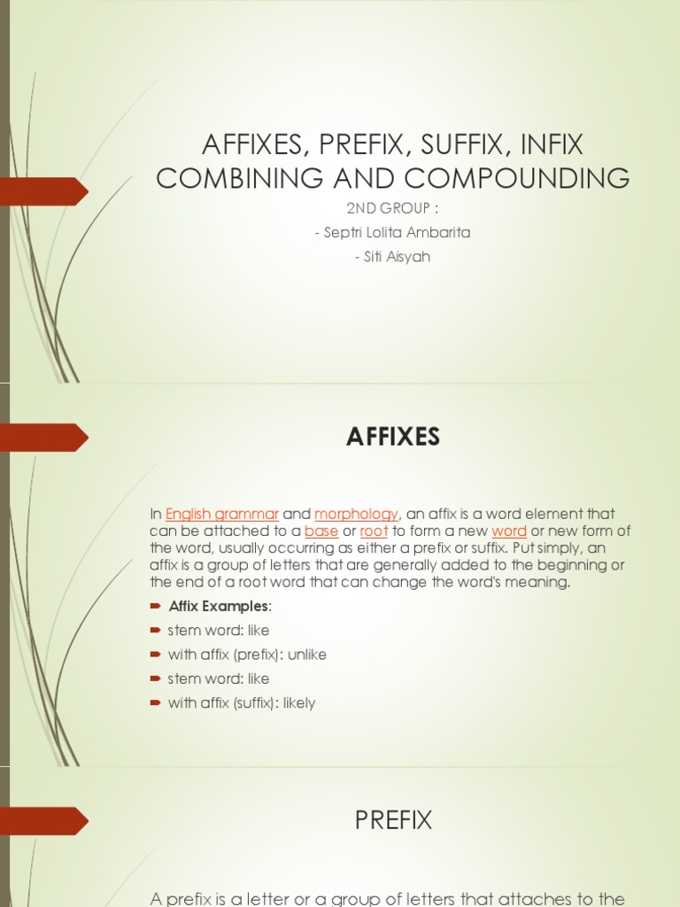 Affixes, Prefix, Suffix, Infix | PDF | Word | Linguistic Typology