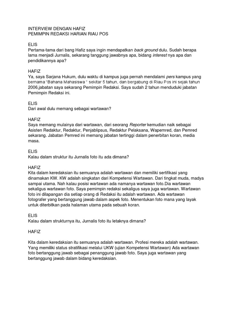 Teks Wawancara | PDF