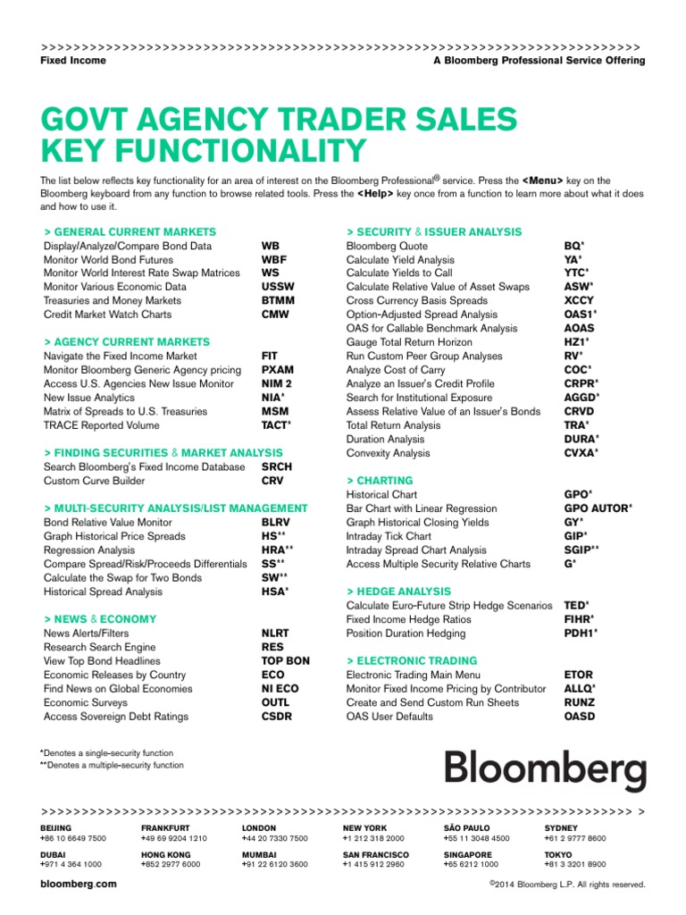 Govt Agency Trader Sales Cheat Sheet | PDF | Fixed Income | Bond Duration