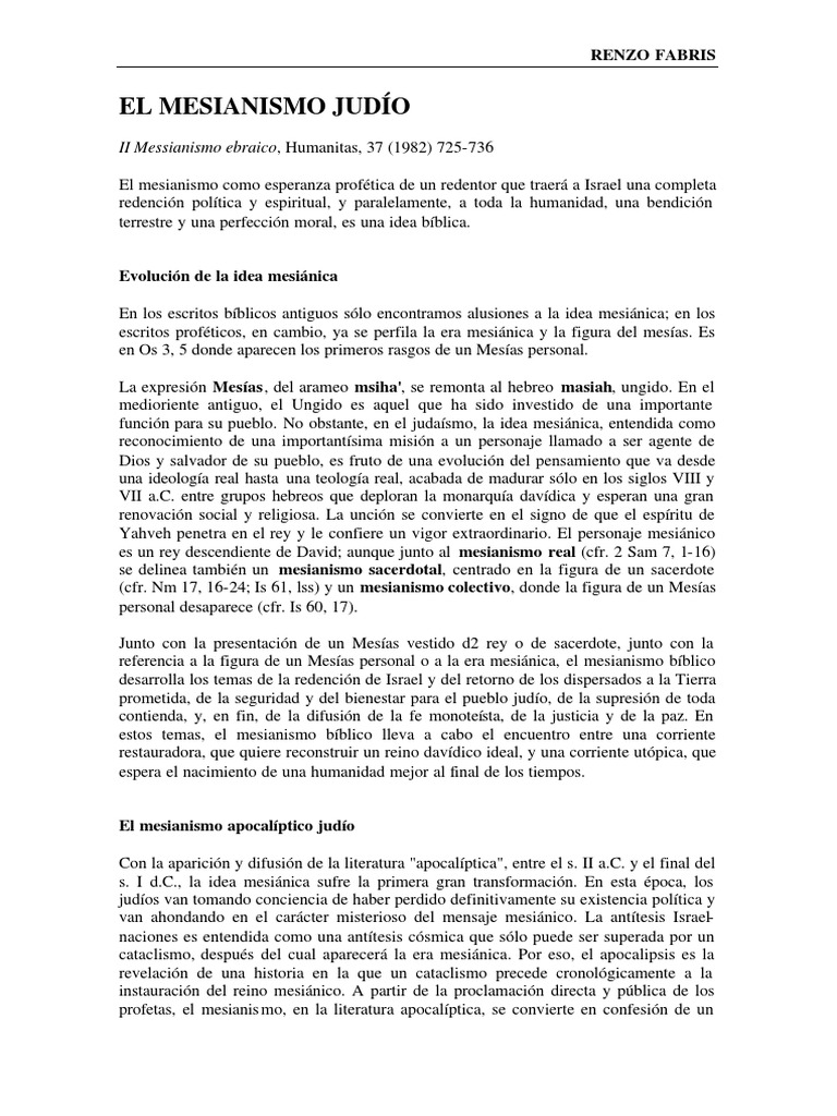 El Mesianismo Judío | PDF | Mesías | Kábala